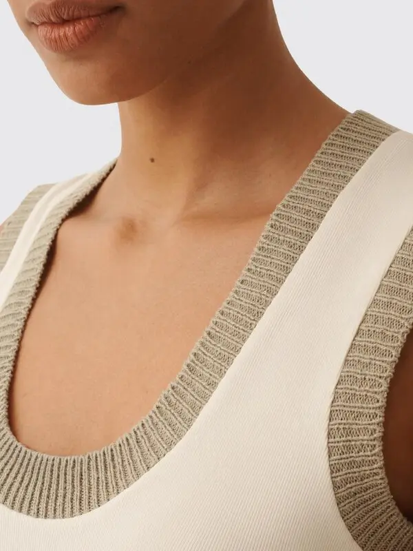 Fabiana Filippi Cotton Knit Sleeveless Top - Beige