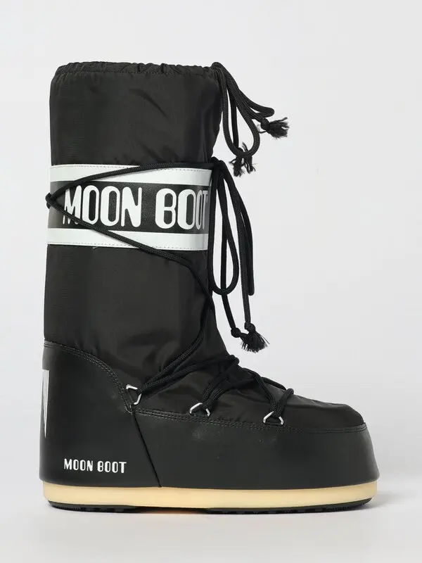 Moon Boot Quilted Tie Fastening Boots - Black