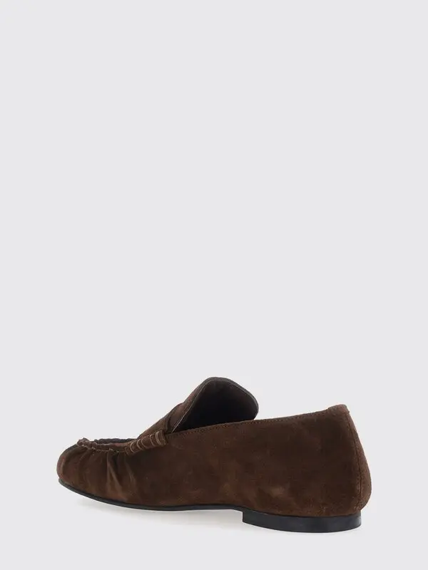 ALOHAS Suede Loafers With Penny Bar And Low Heel - Brown