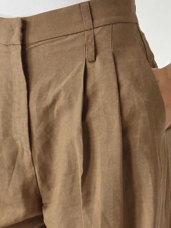 MEIMEIJ Linen Blend Wide Leg Trousers