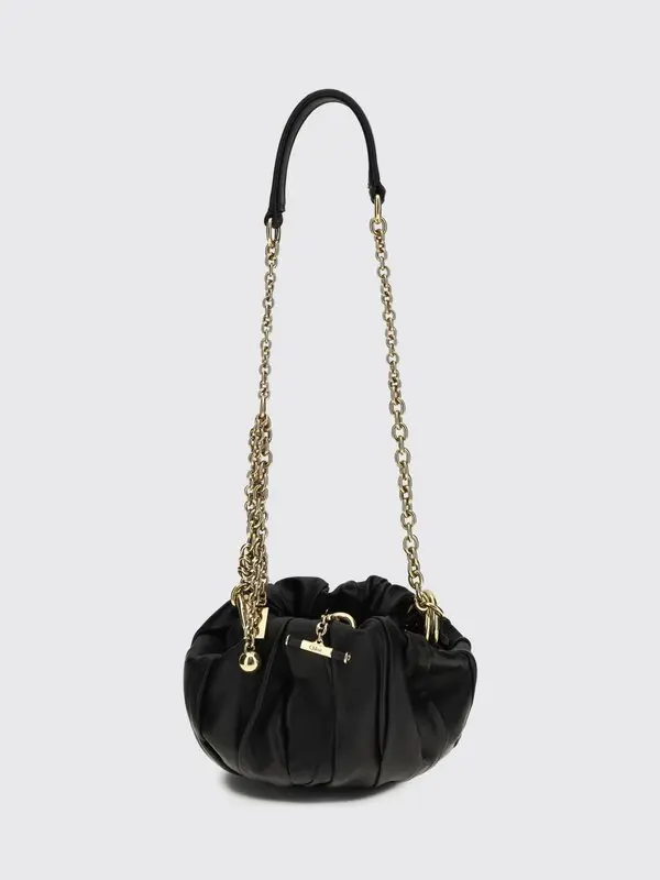 Chloé Plissé Draped Leather Bag - Black