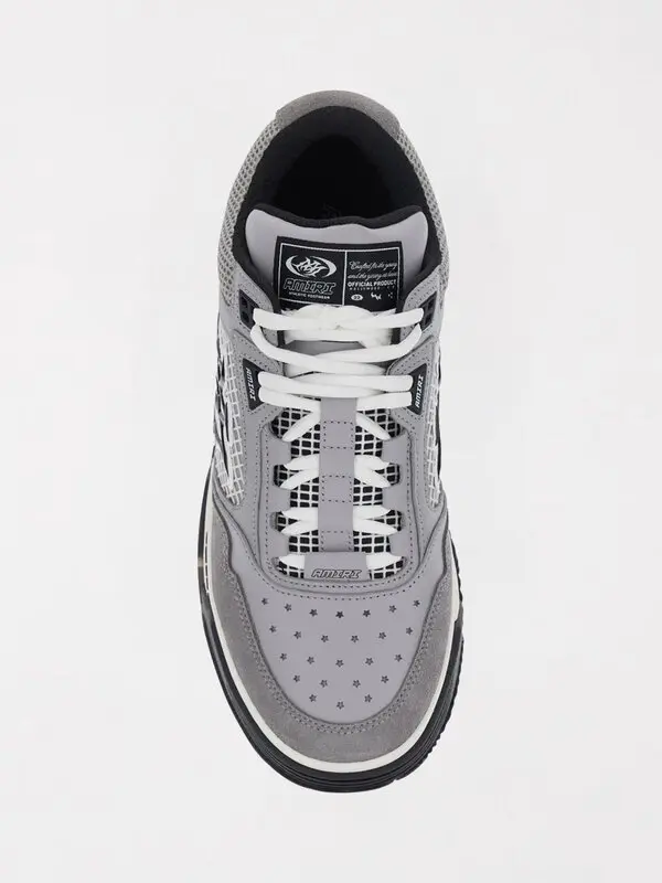 Amiri Ma94 Leather And Mesh Monogram Sneakers - Grey