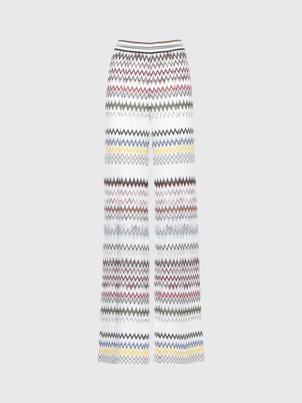 Missoni Cotton Blend Trousers With Zig-zag Pattern