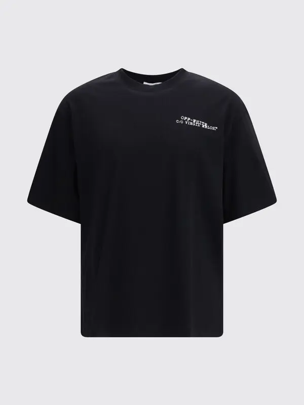 Off-White Cotton T-shirt With Arrow Logo - Black