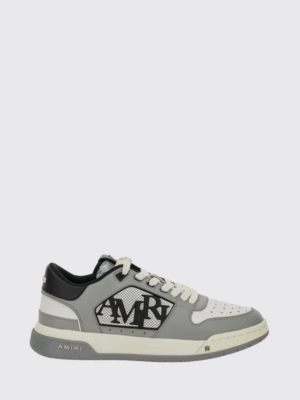Amiri Classic Smooth Leather Sneakers With Rubber Logo And Perforated Toe
