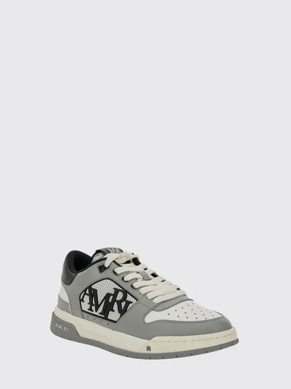 Amiri Classic Smooth Leather Sneakers With Rubber Logo And Perforated Toe