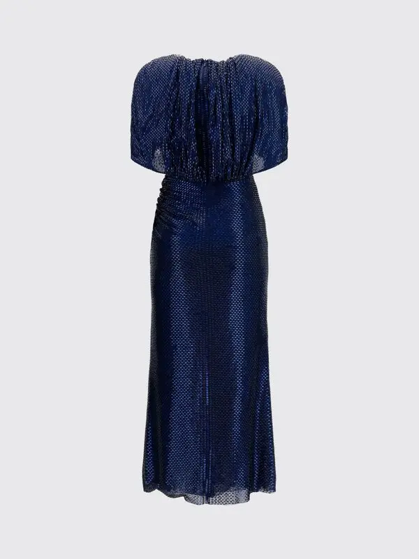 SELF-PORTRAIT Draped Beaded Short-sleeve Midi Ceremony Dress