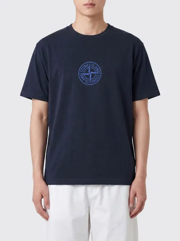 Stone Island Cotton T-shirt With Logo - Blue