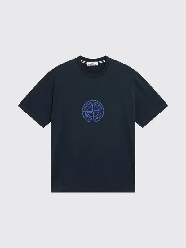 Stone Island Cotton T-shirt With Logo - Blue