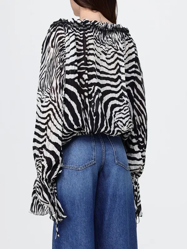 Blumarine Viscose Blouse With Animal Print - White