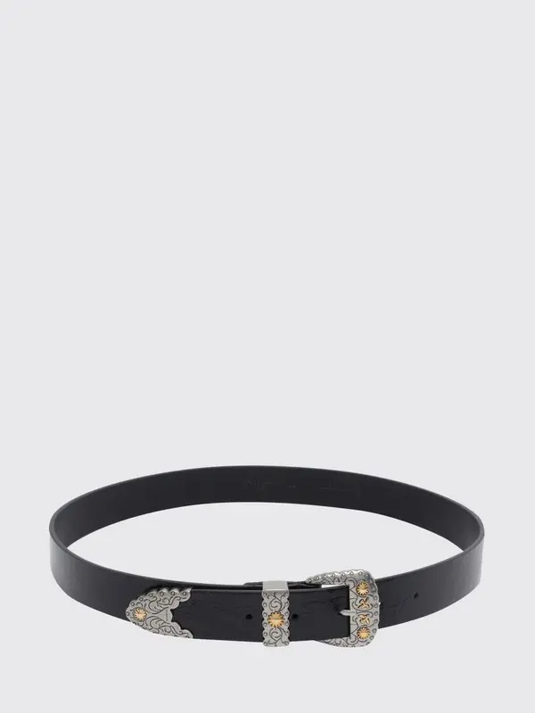 Pinko Shiny Leather Belt With Metallic Finishes - Black