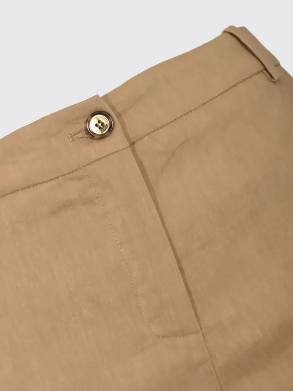 Pinko Cropped Fit Linen Blend Trousers - Beige