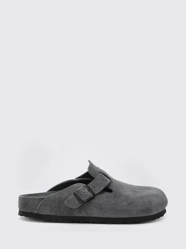 BIRKENSTOCK Boston Suede Clogs With Adjustable Strap - Charcoal