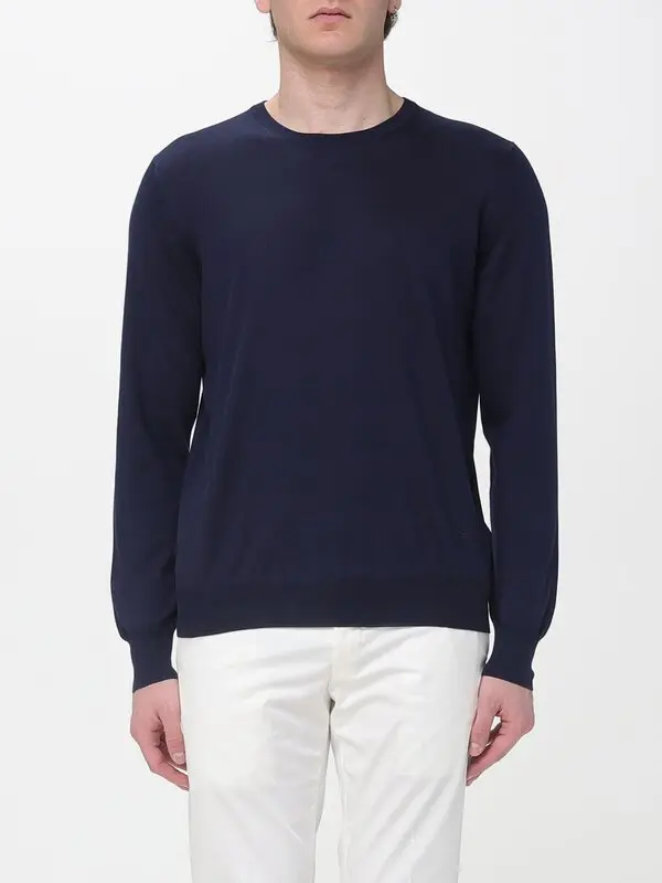 FAY Basic Cotton And Silk Pullover - Blue