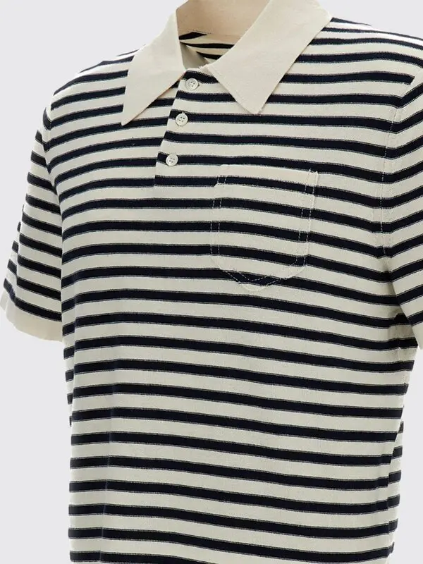 A.p.c. Striped Cotton And Cashmere Polo - Ecru