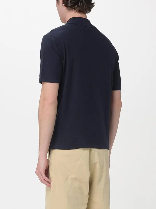 A.p.c. Striped Cotton And Cashmere Polo - Navy