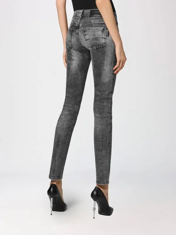 Philipp Plein Mid-rise Skinny Stretch Denim Jeans - Grey