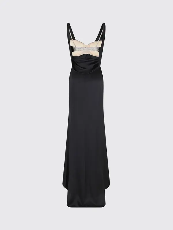 Giuseppe Di Morabito Satin Midi Dress With Rhinestone Embellishments