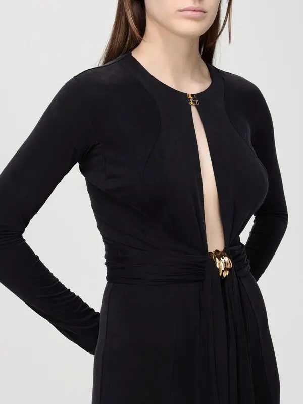 Elisabetta Franchi Long Sleeve Cupro Gown