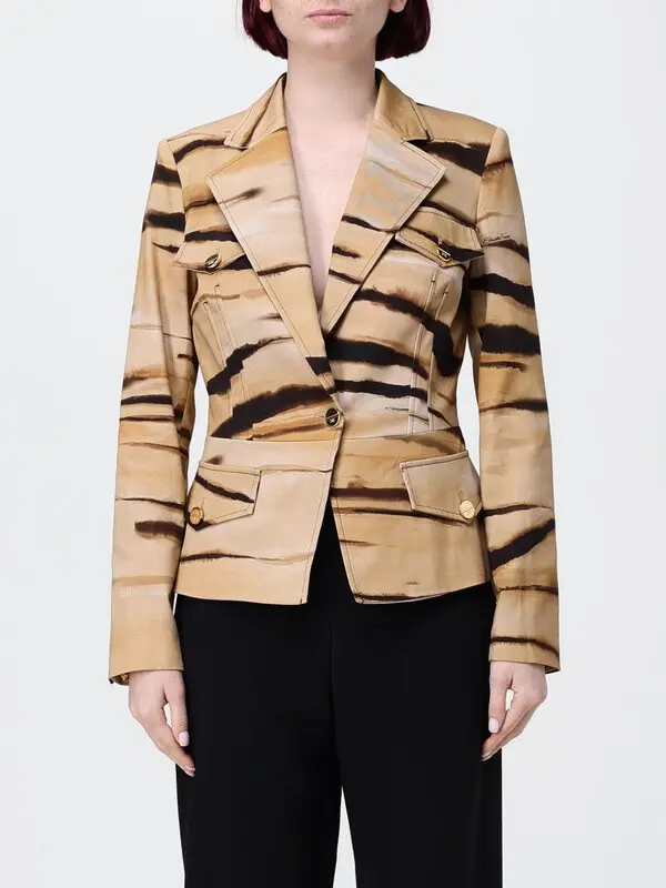 Elisabetta Franchi Animal Print Single Breasted Blazer