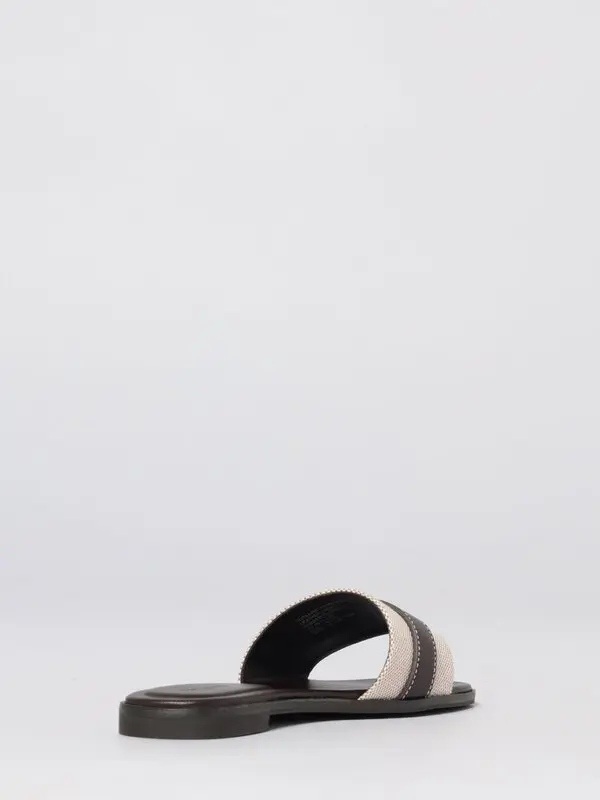 Tory Burch Romy Canvas And Leather Slippers