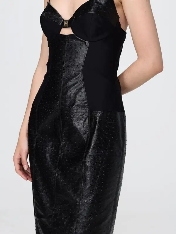 Elisabetta Franchi Faux Leather Sheath Midi Dress