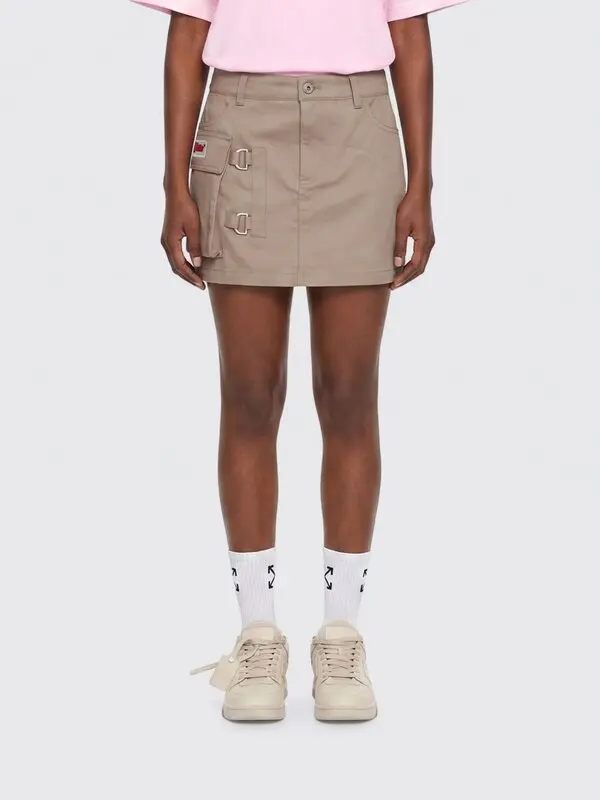 Off-White Cotton Cargo Skirt