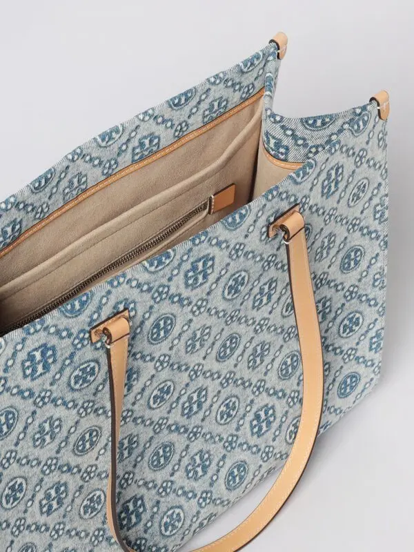Tory Burch T Monogram Jacquard Cotton Denim Tote Bag