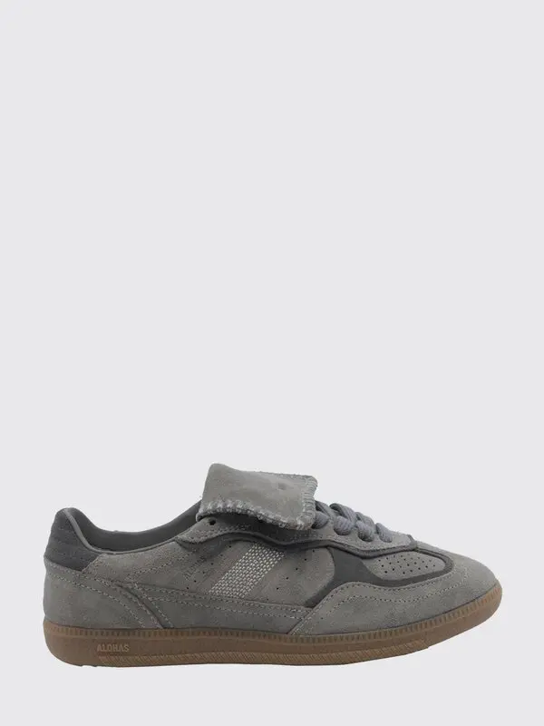 ALOHAS Two-tone Suede Low-top Trainers With Laminated Logo - Grey