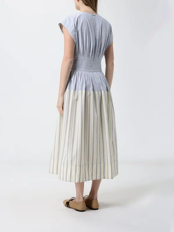 Paul Smith Striped Cotton Blend Midi Dress