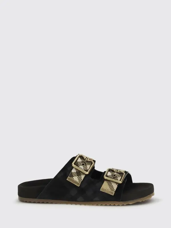 Burberry Urchin Suede And Check Canvas Sandals