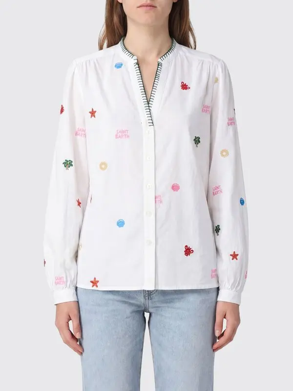 MC2 SAINT BARTH Embroidered Cotton Shirt - White
