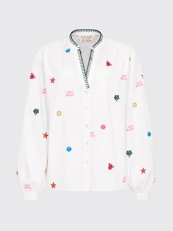 MC2 SAINT BARTH Embroidered Cotton Shirt - White