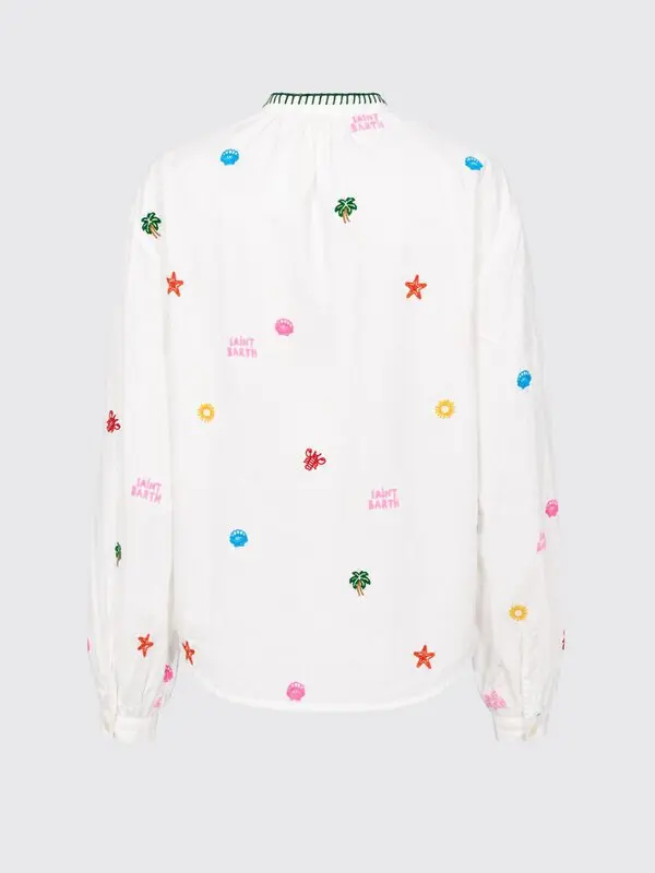 MC2 SAINT BARTH Embroidered Cotton Shirt - White