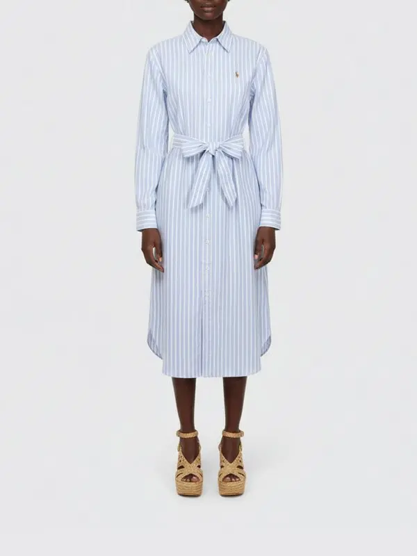 Polo Ralph Lauren Striped Cotton Button-up Midi Shirt Dress