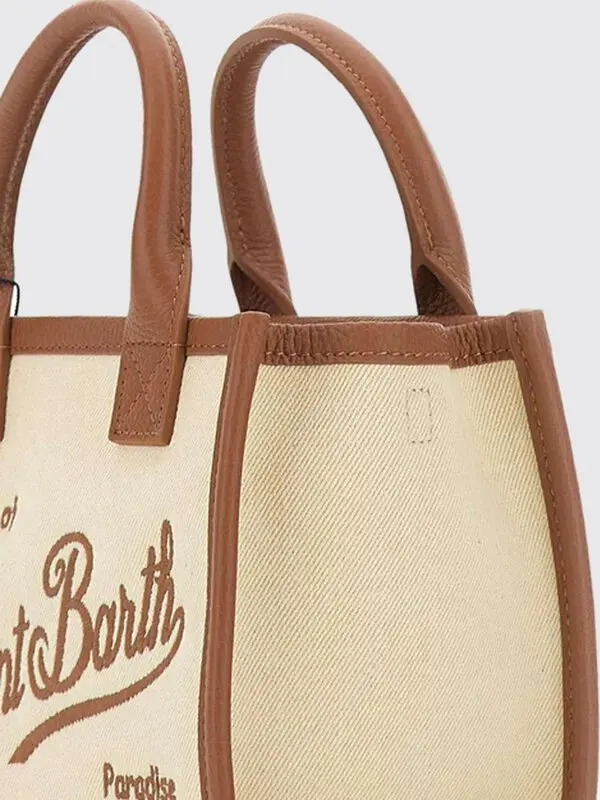 MC2 SAINT BARTH Embroidered Logo Cotton Twill Vanity Bag - Brown