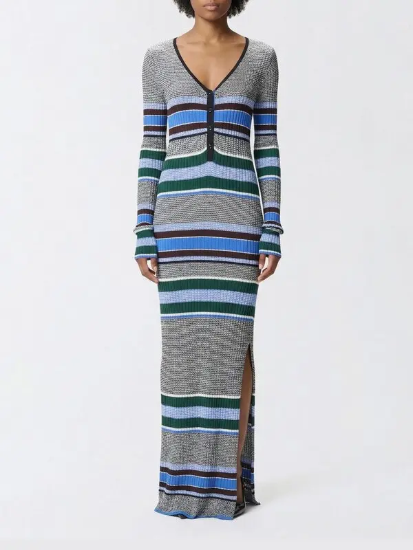 Pinko Striped Viscose Blend Long Dress