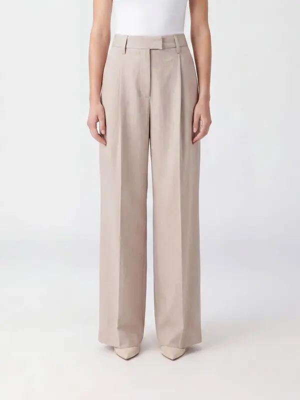 THELATEST High Waisted Wide Leg Trousers - Beige