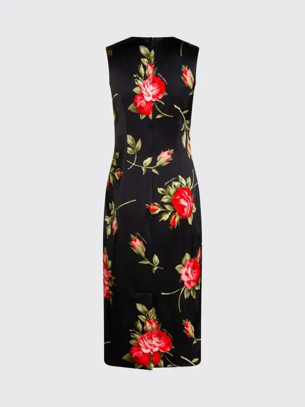 Dolce & Gabbana Floral Print Viscose Midi Dress - Black