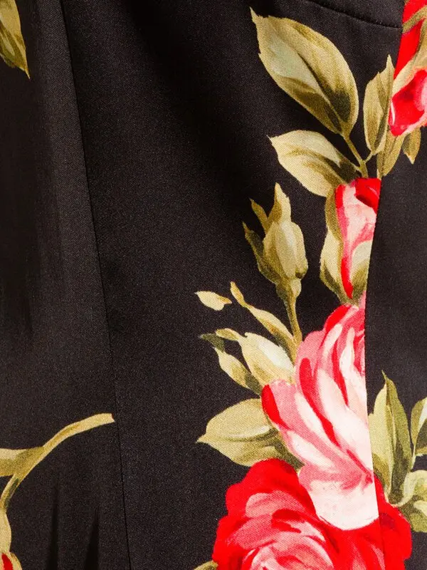 Dolce & Gabbana Floral Print Viscose Midi Dress - Black
