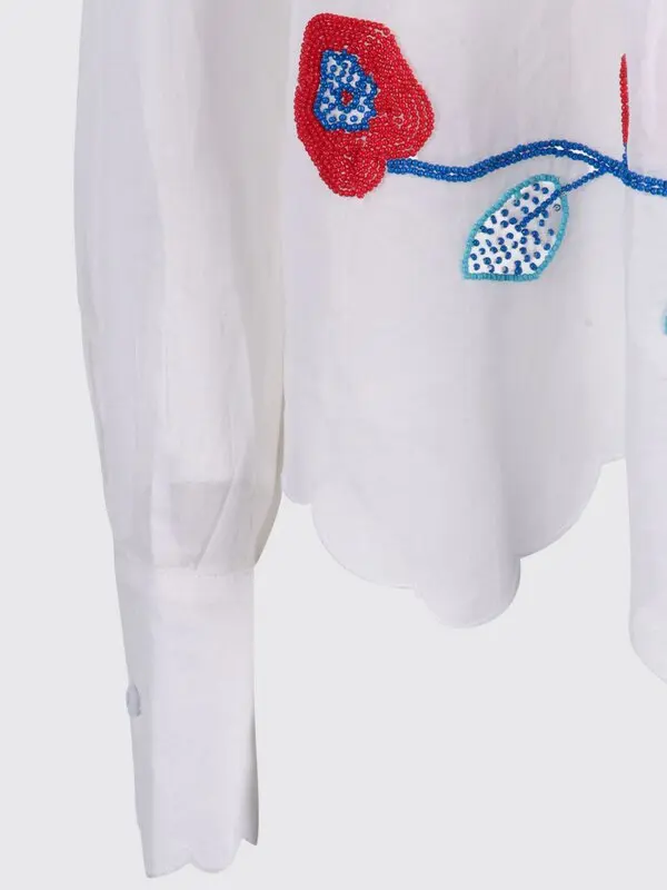 FORTE_FORTE Cotton Poplin Shirt With Beads - Gnawed Blue