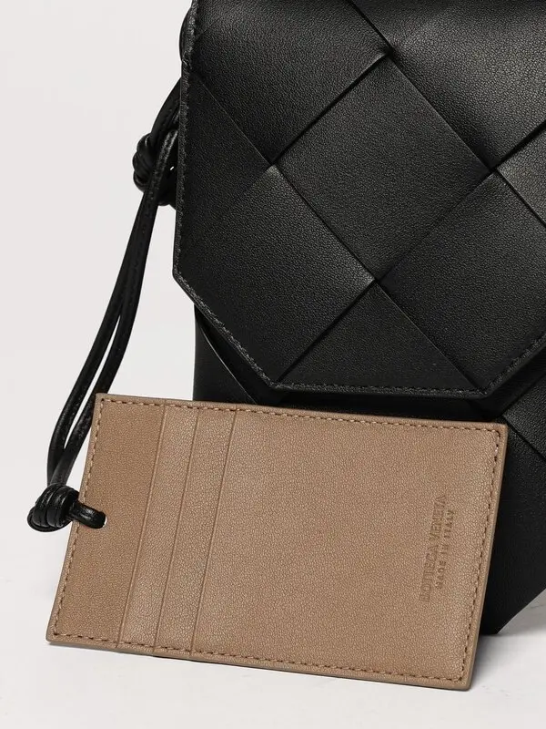 Bottega Veneta Woven Leather Card Holder With Strap