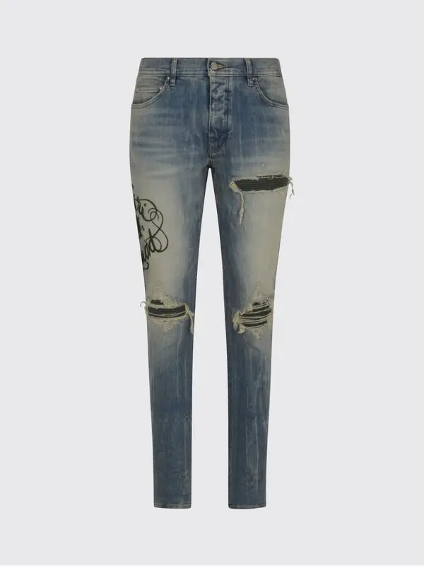 Amiri Distressed Denim Slim Fit Jeans - Grey