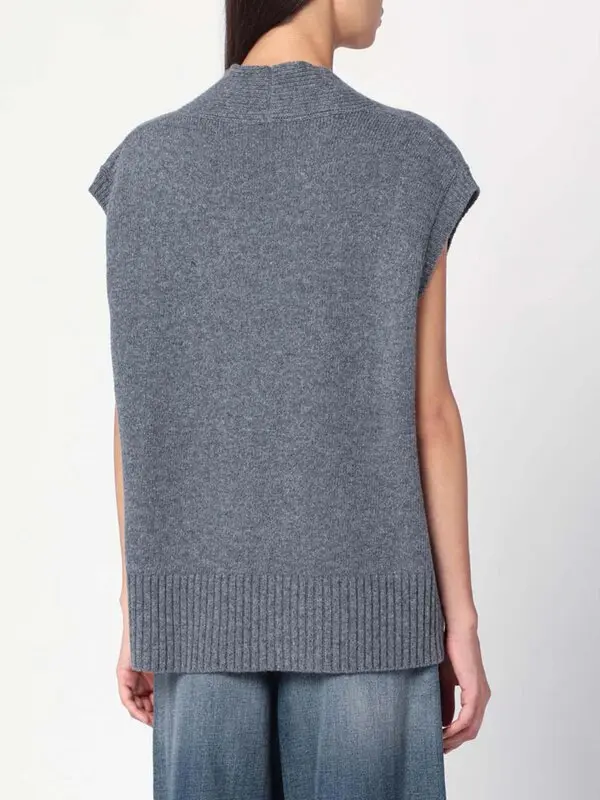 ROBERTO COLLINA Sleeveless V-neck Knit Vest - Grey