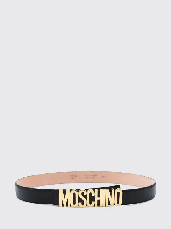 Moschino Leather Belt With Metallic Logo