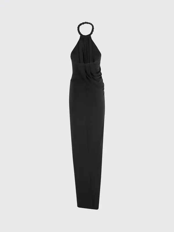 Amen Halterneck Maxi Dress With Draped Detail - Black