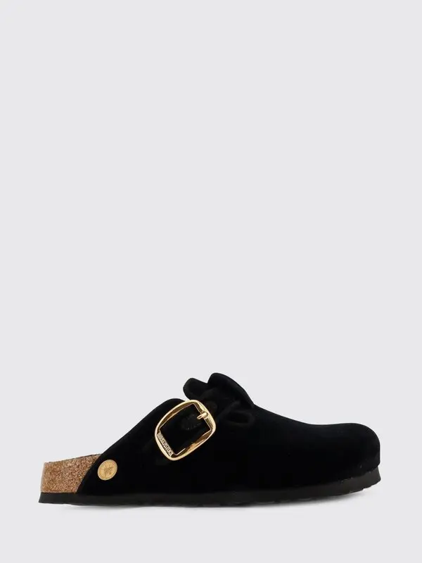 BIRKENSTOCK Boston Big Buckle Velvet Mules - Black