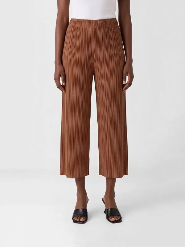 Issey Miyake Cropped Pleated Crêpe Trousers - Brown