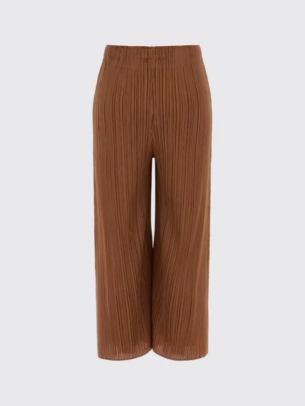 Issey Miyake Cropped Pleated Crêpe Trousers - Brown