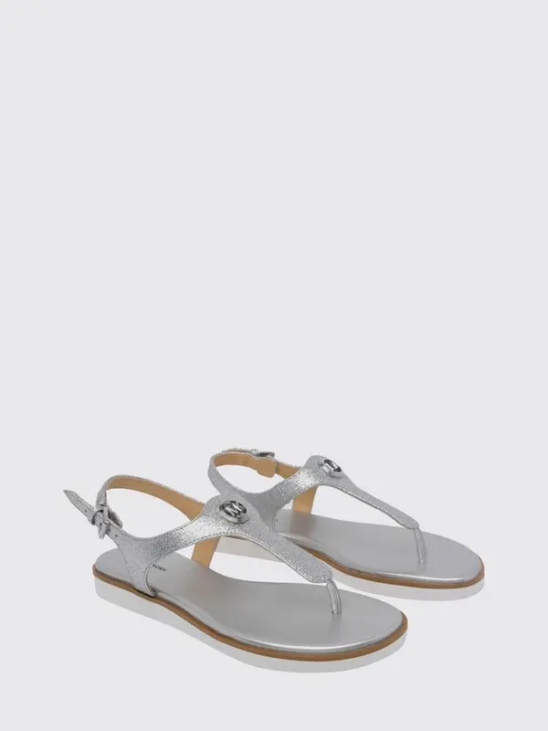 Michael Kors Val Laminated Leather Sandal - Silver
